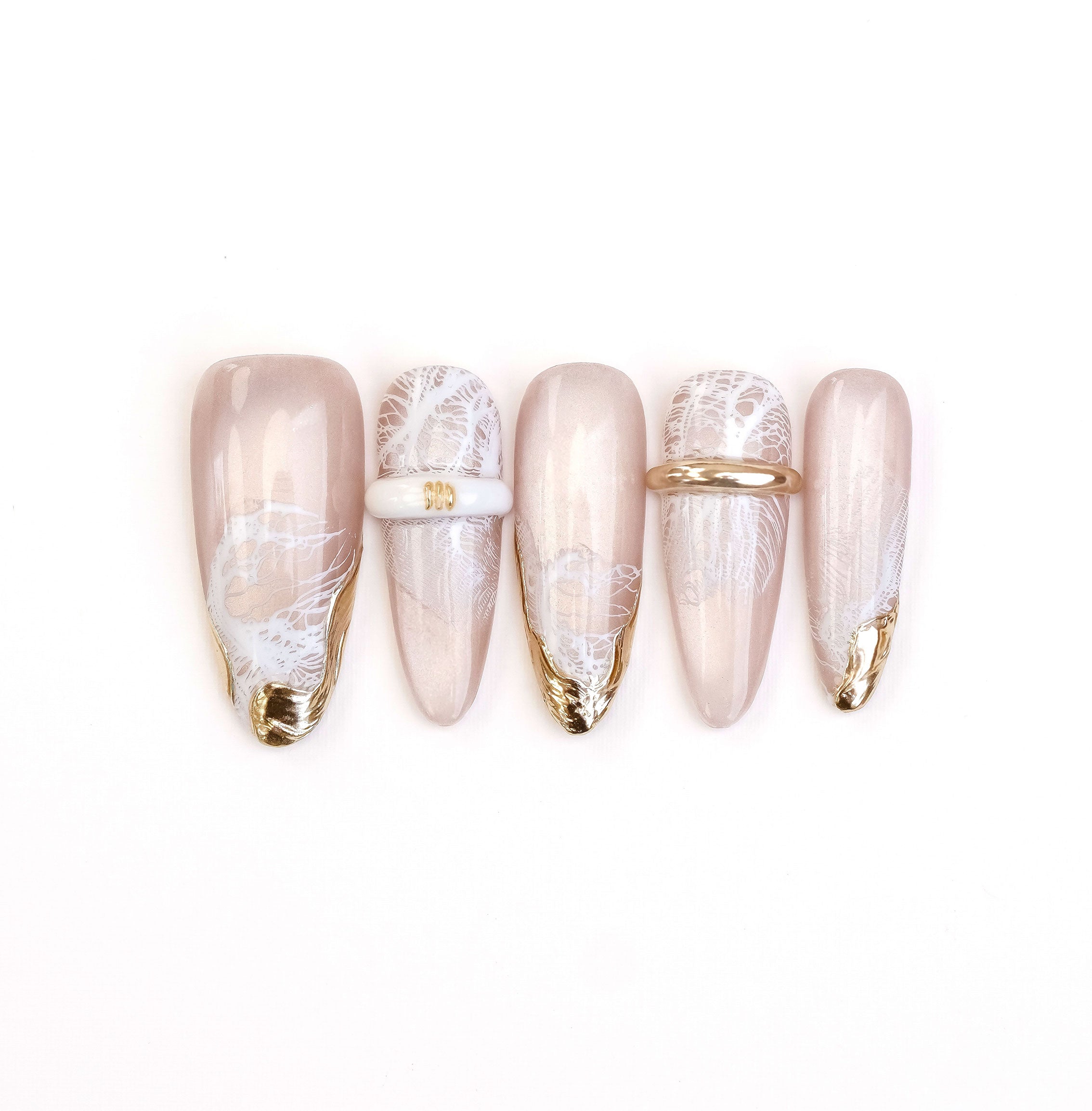 Golden Veil - Artisanal Press-on Nails – Clawcreature - Handmade Press ...